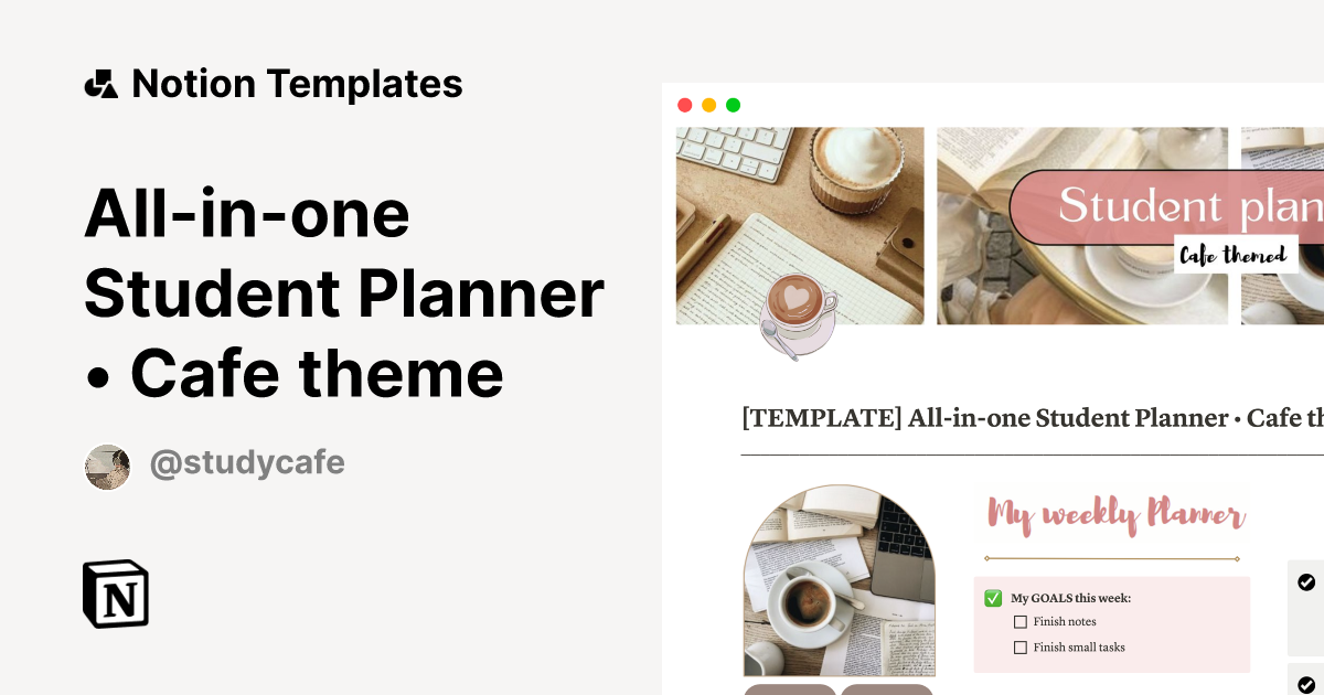 All-in-one Student Planner • Cafe theme Template | Notion Marketplace