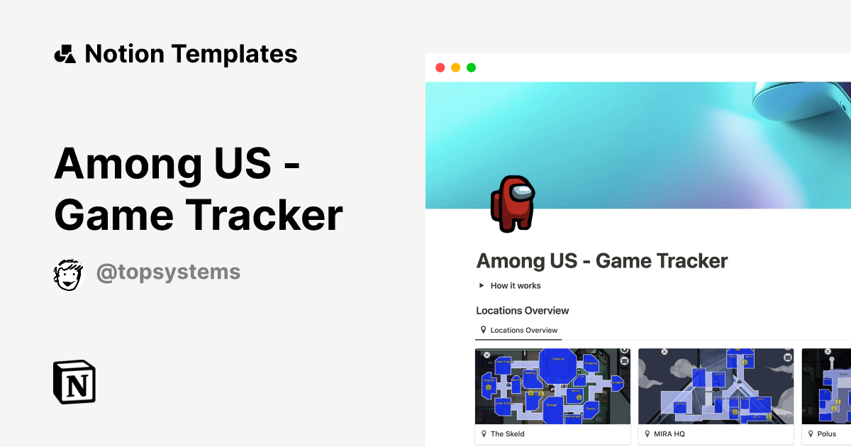 Among US - Game Tracker Template by TopSystems.io | Notion Marketplace
