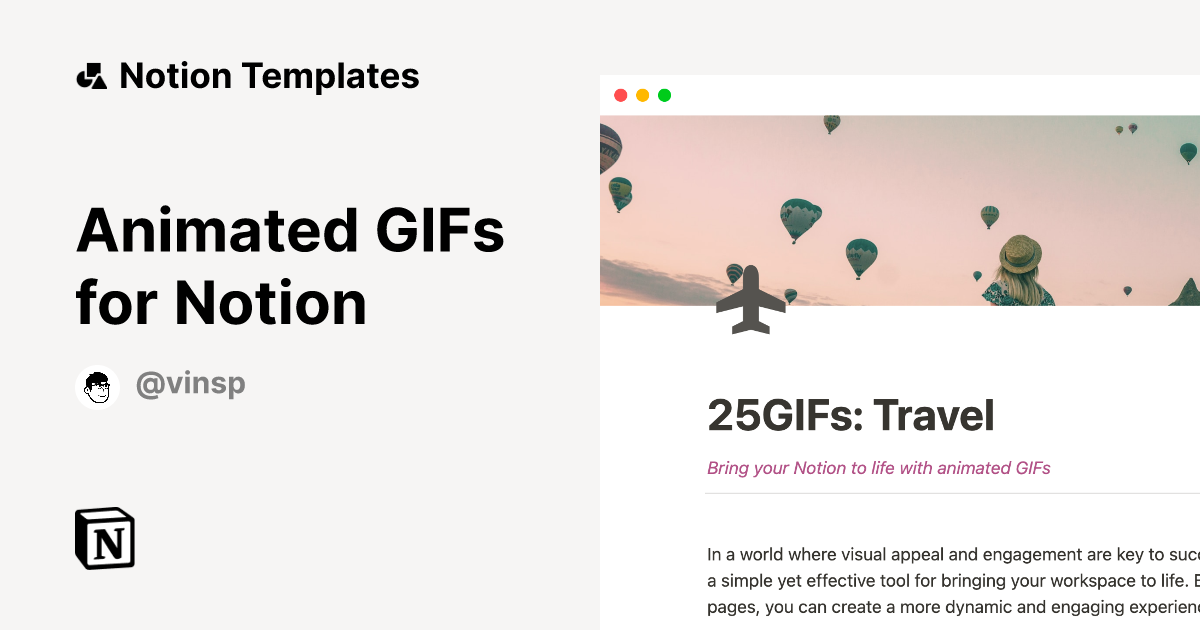Animated GIFs for Notion Template | Notion Marketplace