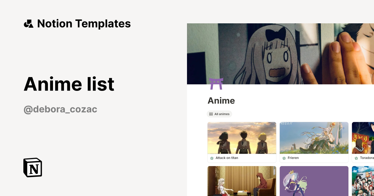 Anime list Template | Notion Marketplace
