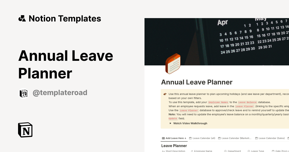 Annual Leave Planner Template | Notion Marketplace