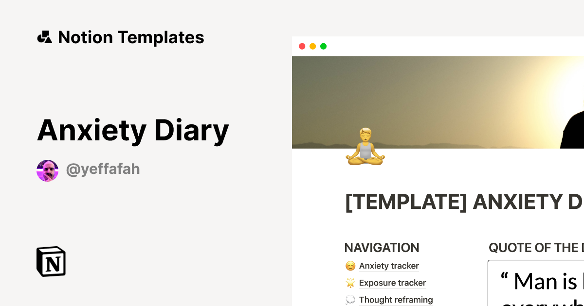 Anxiety Diary Template | Notion Marketplace