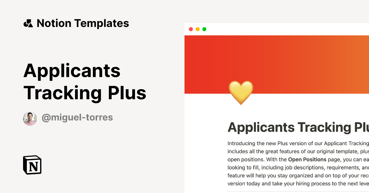 Applicants Tracking Plus Template | Notion Marketplace