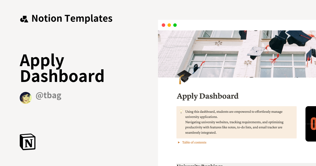 Apply Dashboard Template | Notion Marketplace
