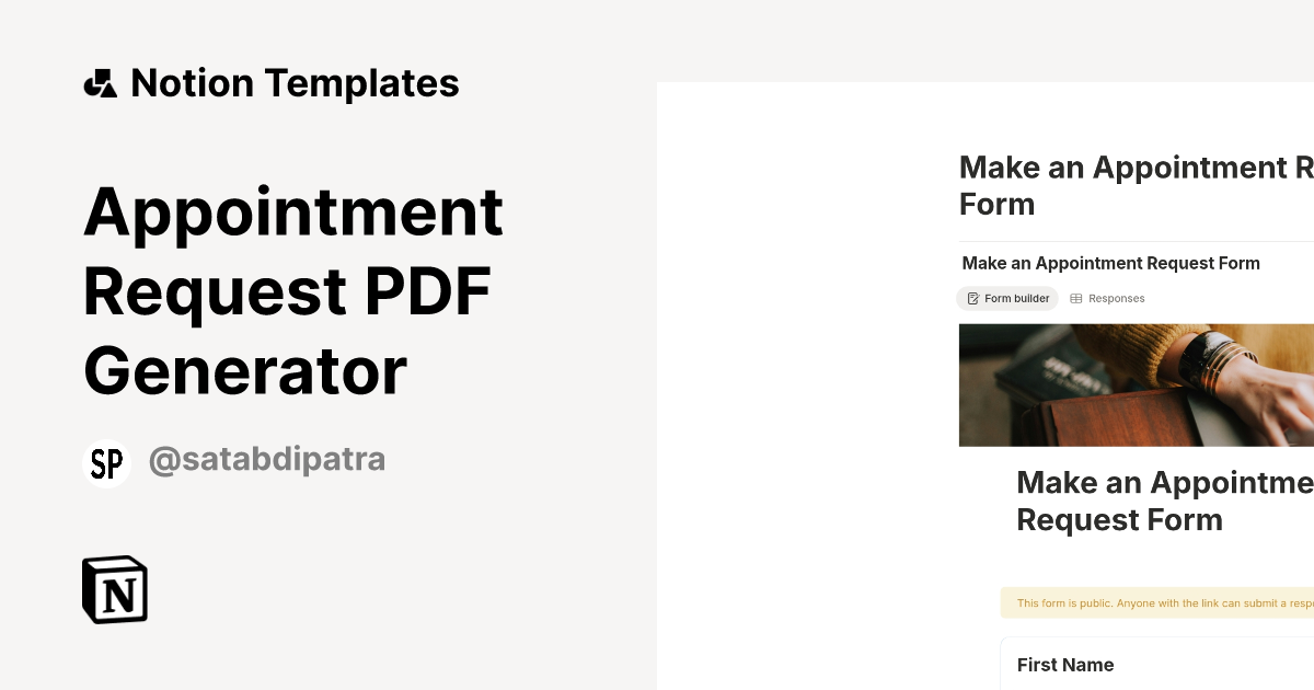 Appointment Request PDF Generator Template | Notion Marketplace
