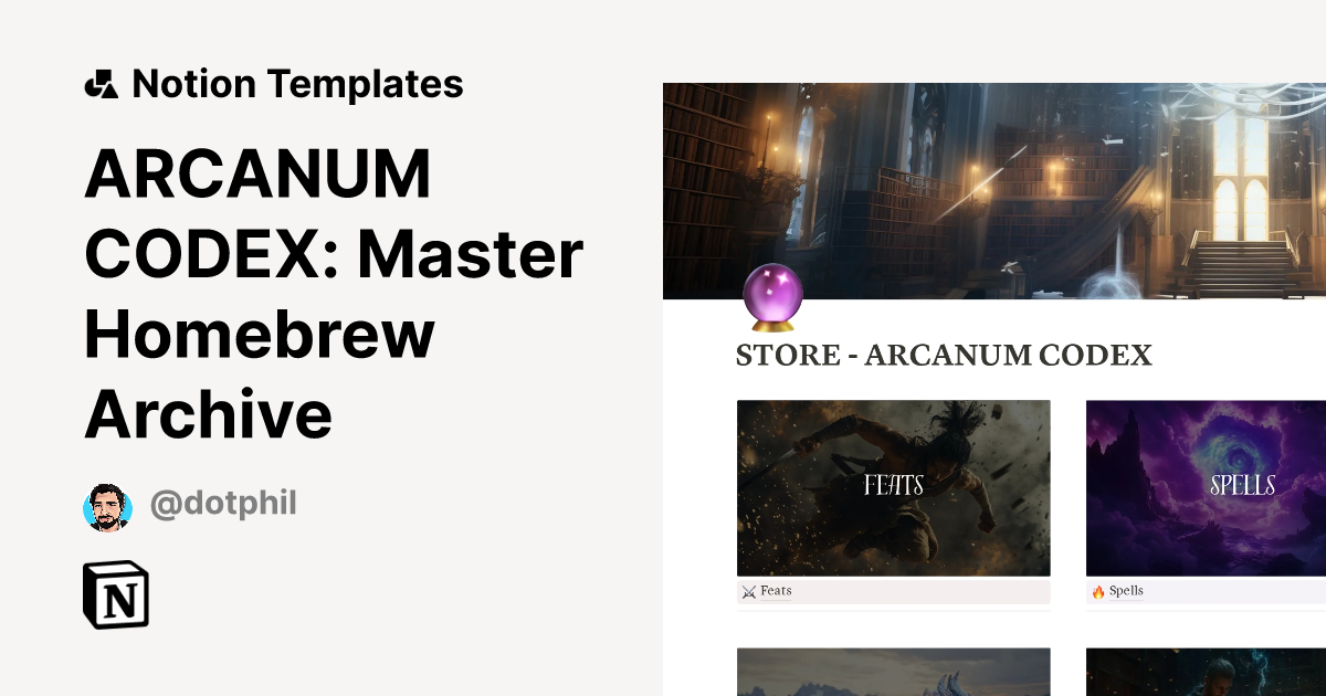 ARCANUM CODEX: Master Homebrew Archive Template by Filippo Calabrese ...