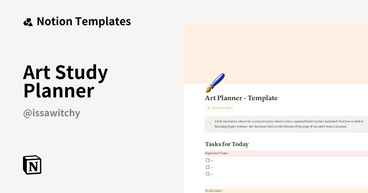 Art Study Planner Template by Larissa | Notion Marketplace