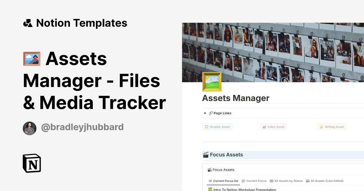 🖼 Assets Manager - Files & Media Tracker Template | Notion Marketplace