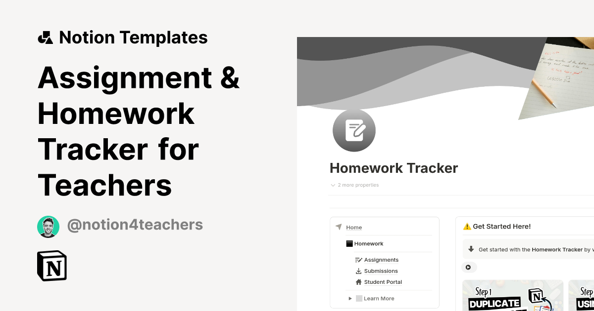 Assignment & Homework Tracker for Teachers Template by Milo ...