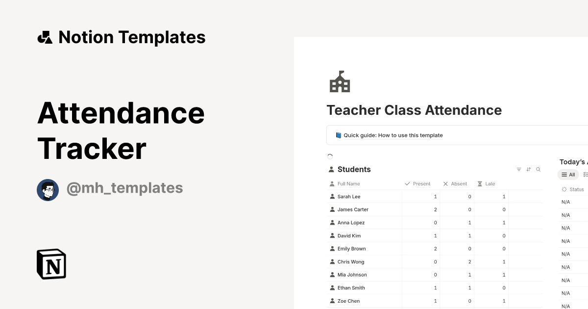 Attendance Tracker Template | Notion Marketplace