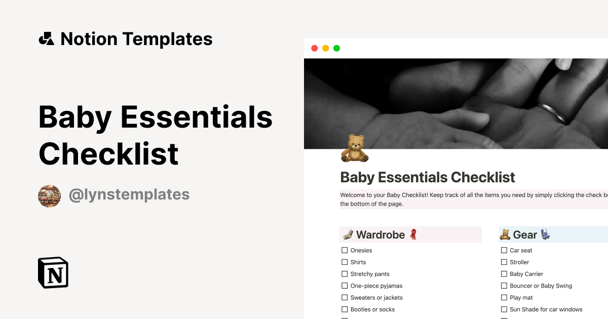 Baby Essentials Checklist Template by LynsTemplates | Notion Marketplace