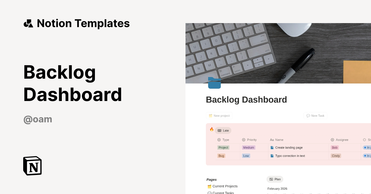 Backlog Dashboard Template | Notion Marketplace