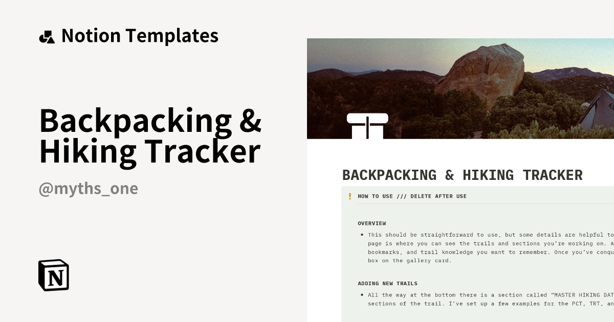 Backpacking & Hiking Tracker Template | Notion Marketplace