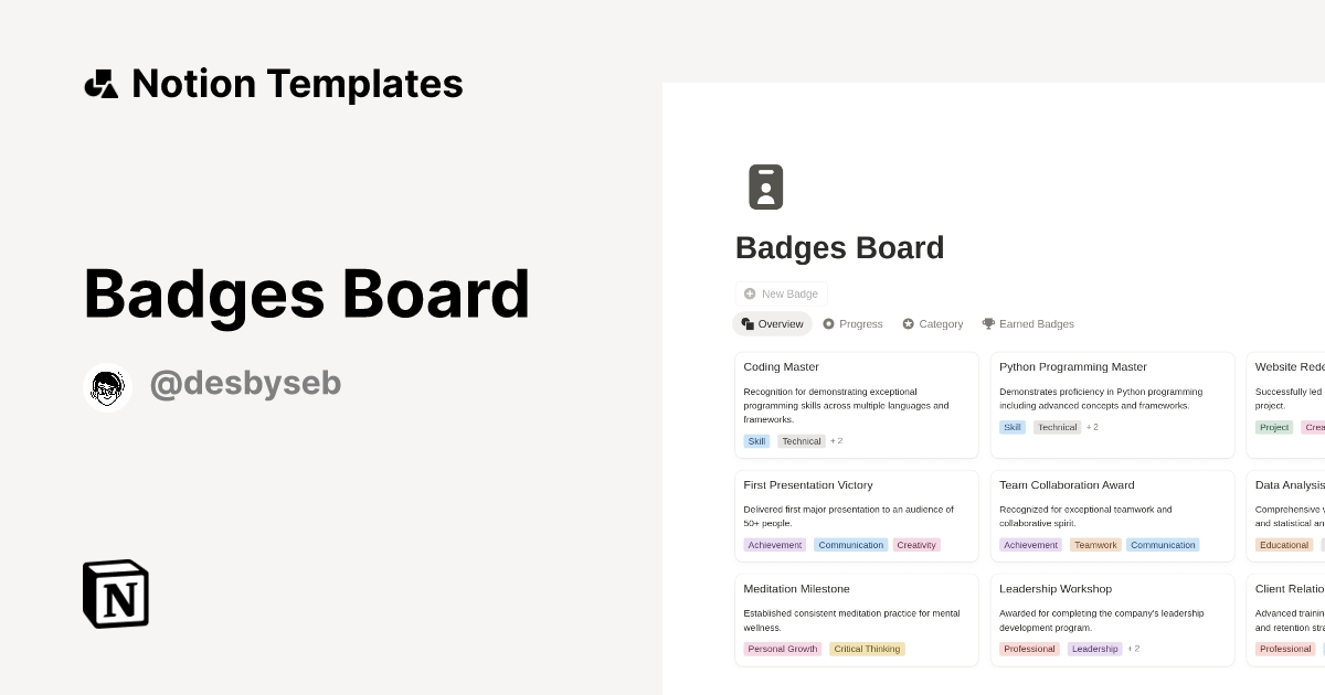 Badges Board Template | Notion Marketplace