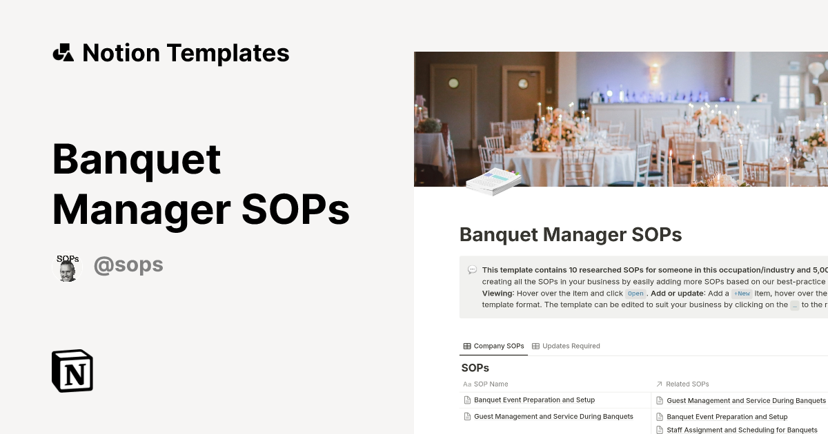 Banquet Manager SOPs Template | Notion Marketplace
