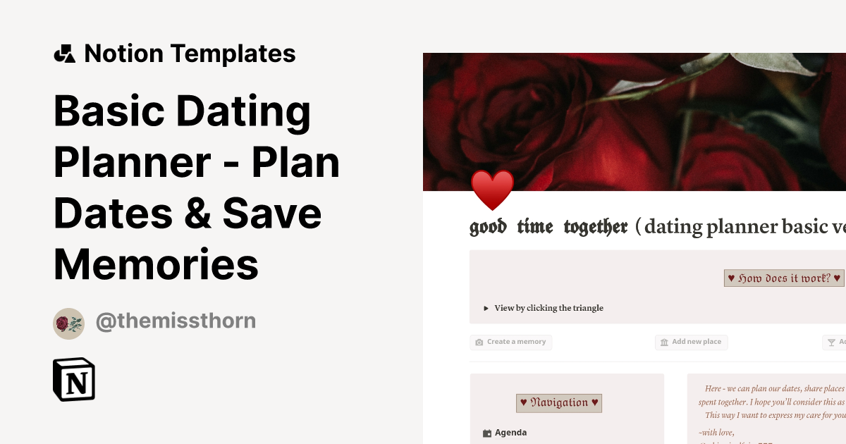 Basic Dating Planner - Plan Dates & Save Memories Template | Notion ...