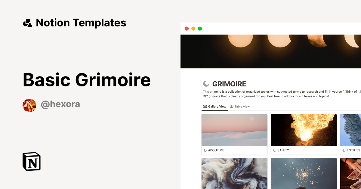 Basic Grimoire Template by HEXORA | Notion Marketplace