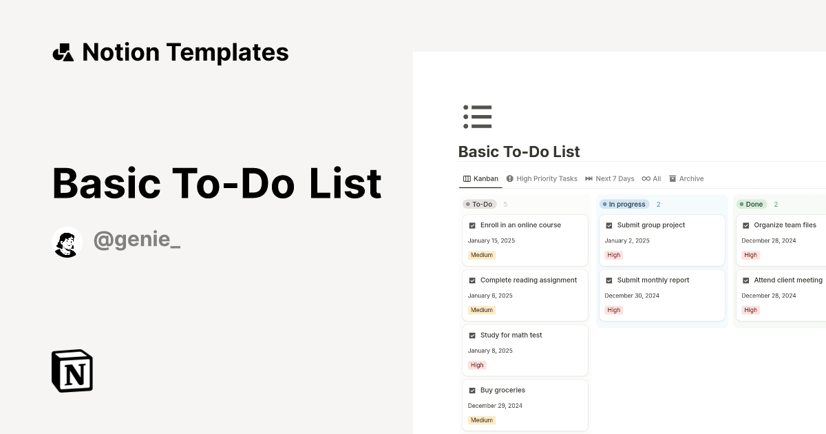 Basic To-Do List Template | Notion Marketplace