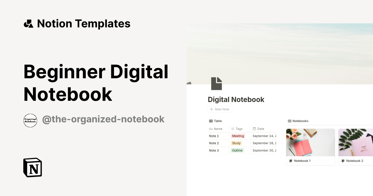 Beginner Digital Notebook Template | Notion Marketplace