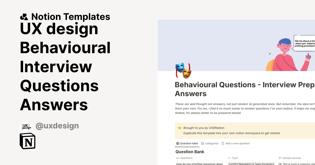 UX design Behavioural Interview Questions Answers Template by UXD ...