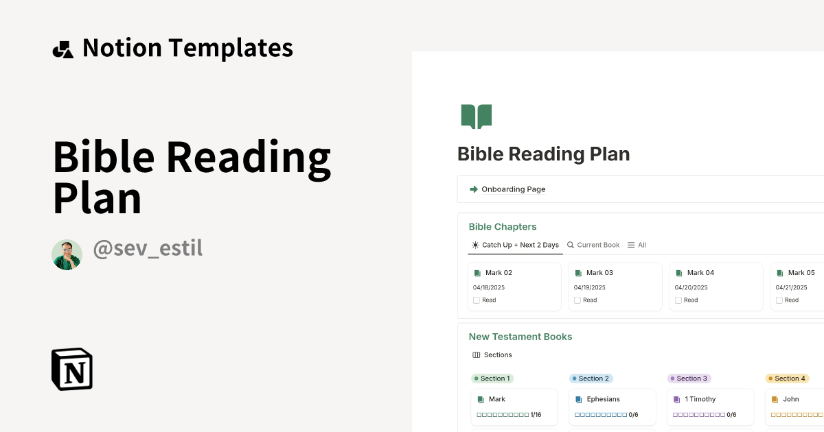 Bible Reading Plan Template | Notion Marketplace
