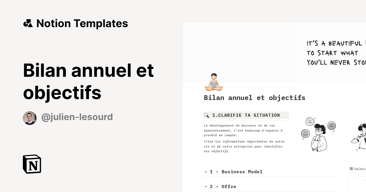 Bilan annuel et objectifs Template by Julien Lesourd | Notion Marketplace
