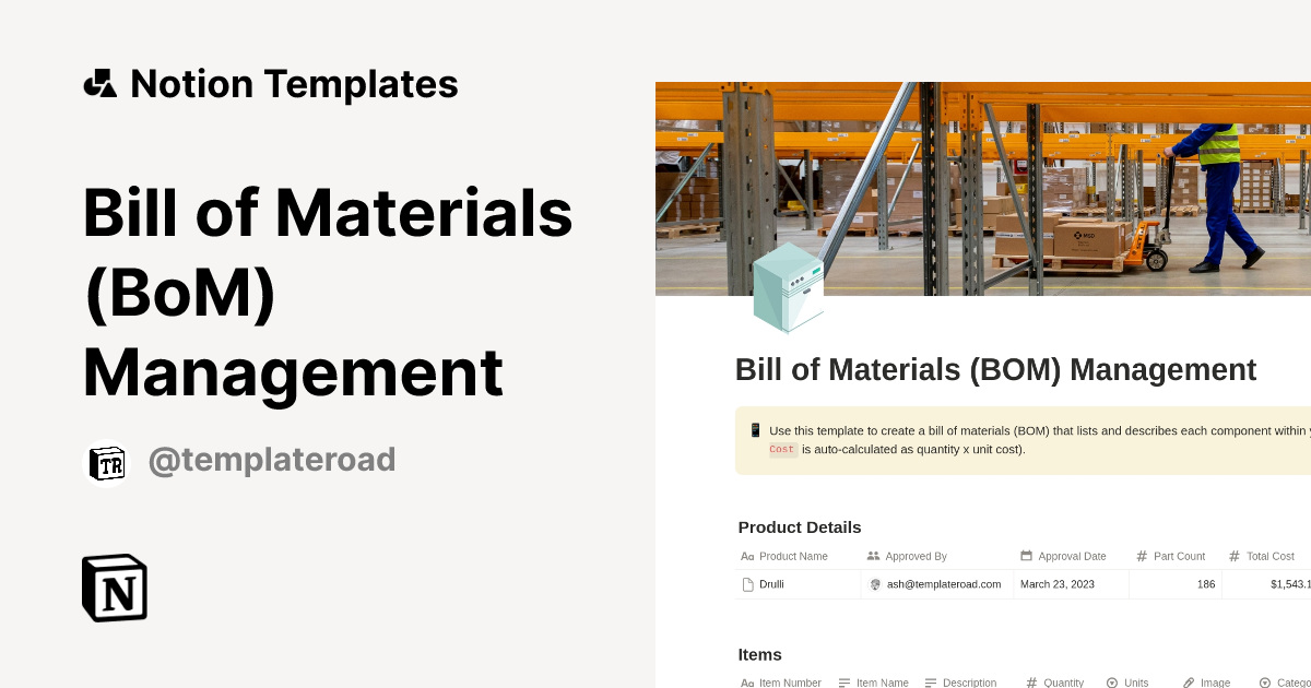 Bill of Materials (BoM) Management Template | Notion Marketplace