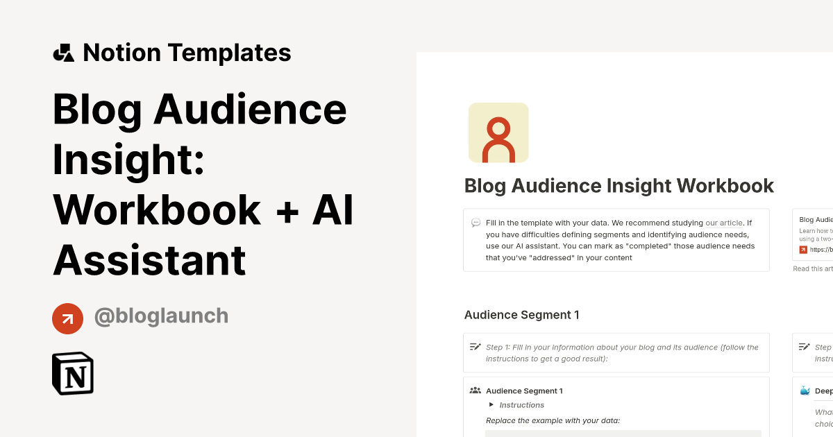 Blog Audience Insight: Workbook + AI Assistant Template | Notion ...