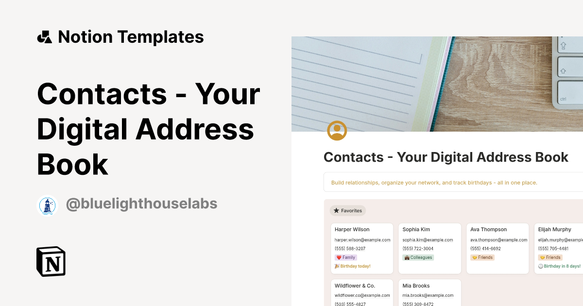 Contacts - Your Digital Address Book Template | Notion Marketplace