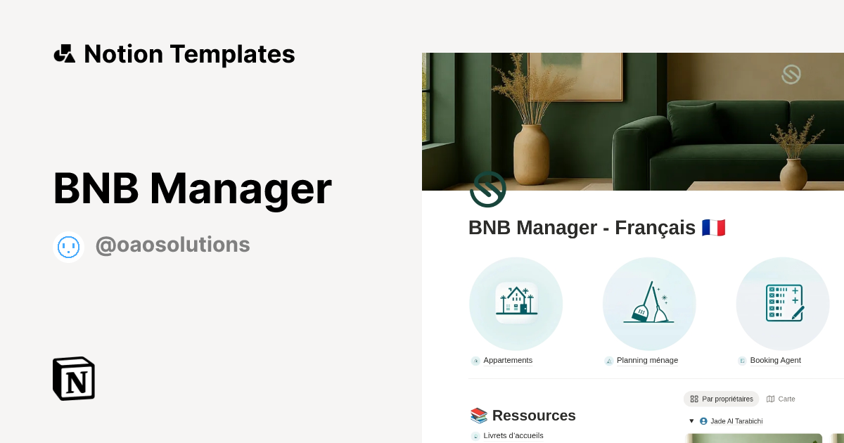 BNB Manager Template by OAO Solutions | Notion Marketplace