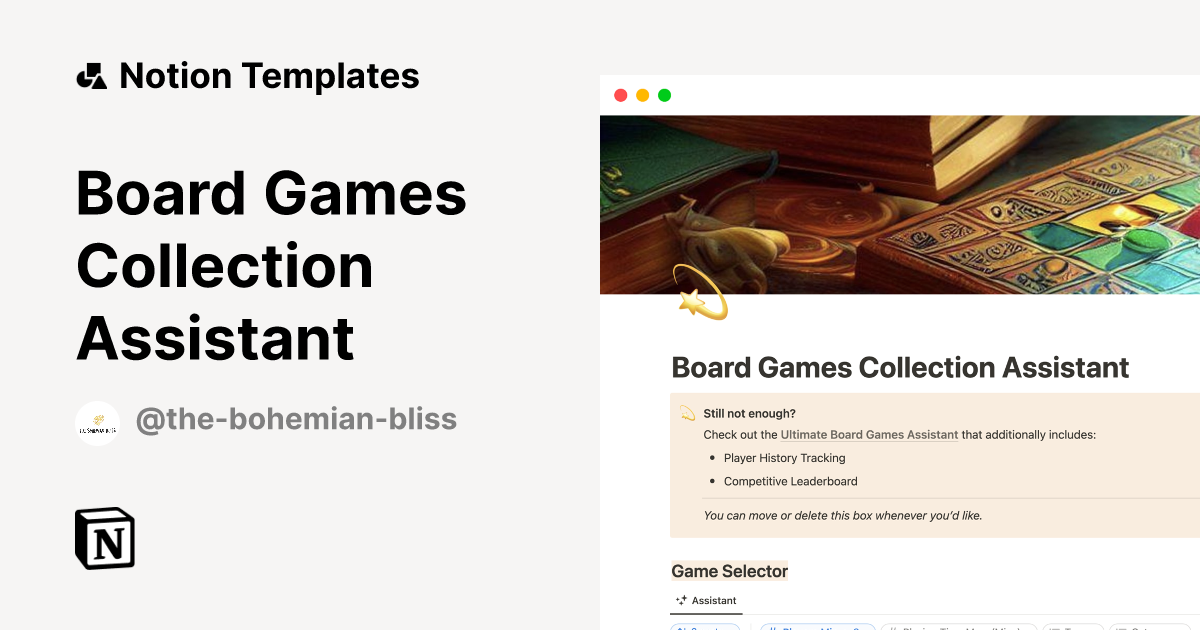 Board Games Collection Assistant Template by The Bohemian Bliss ...