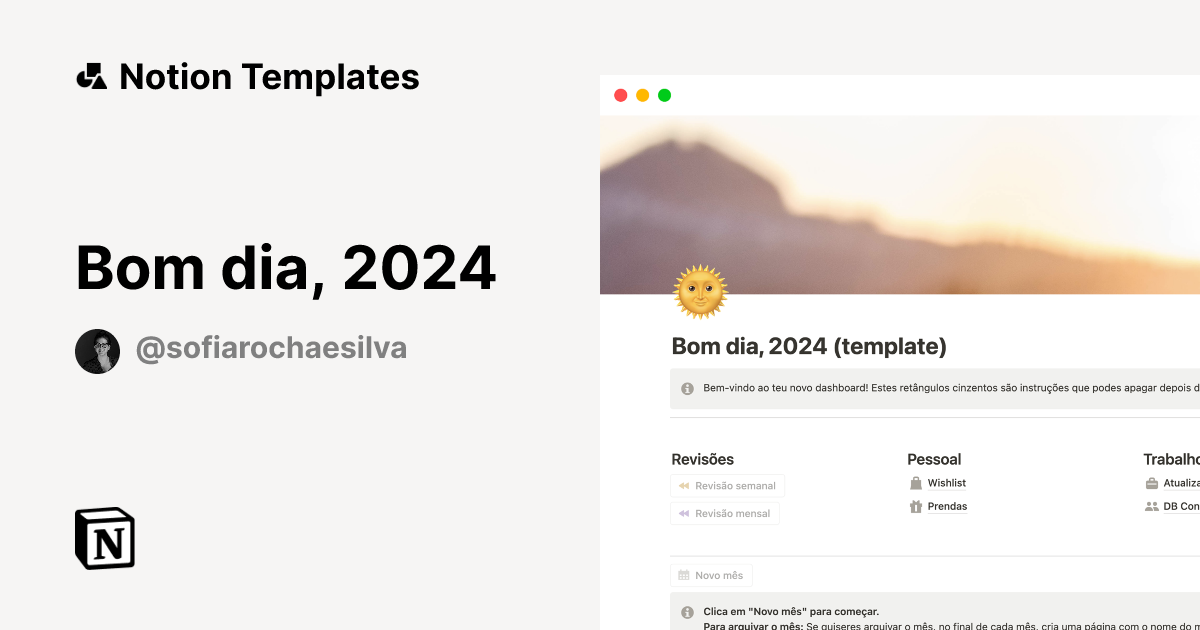 Bom dia, 2024 Template by Sofia Rocha e Silva | Notion Marketplace