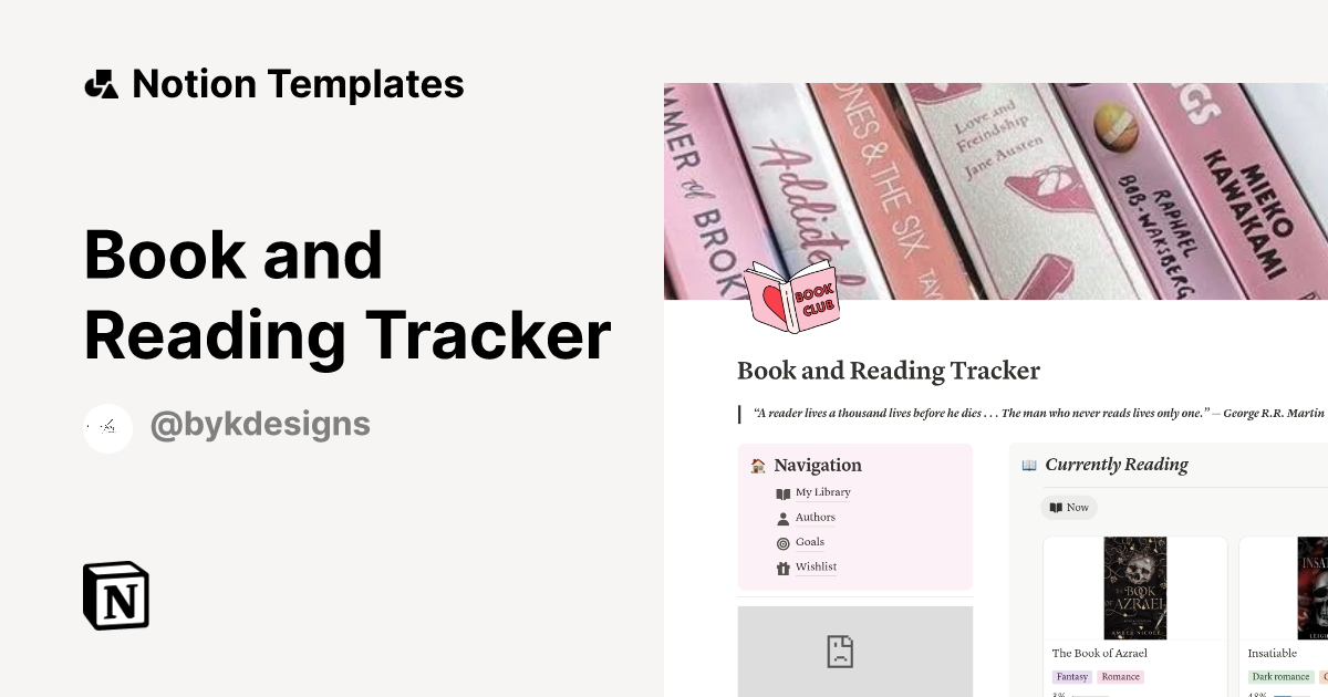 Book and Reading Tracker Template | Notion Marketplace