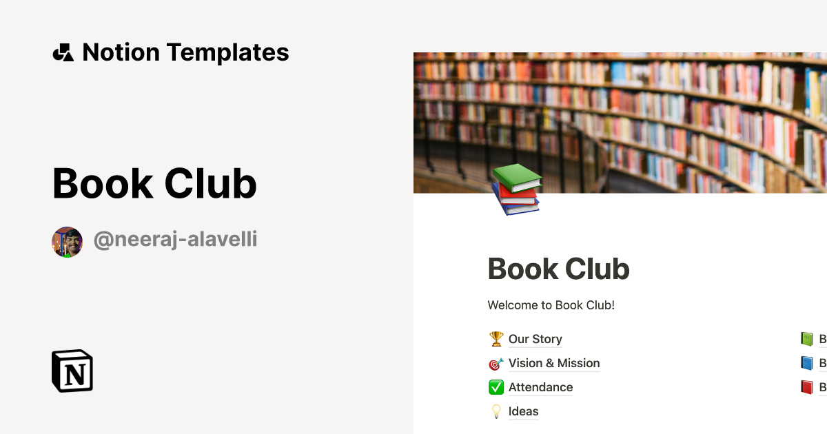 Book Club Template by Neeraj Alavelli | Notion Marketplace