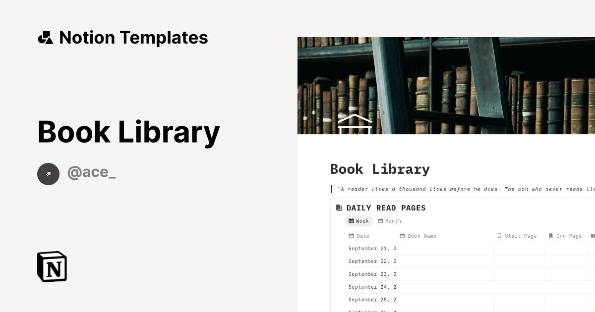 Book Library Template by ACE | Notion Marketplace