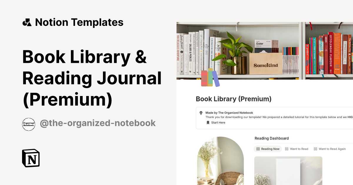 Book Library & Reading Journal (Premium) Template | Notion Marketplace