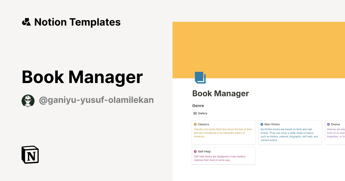 Book Manager Template | Notion Marketplace