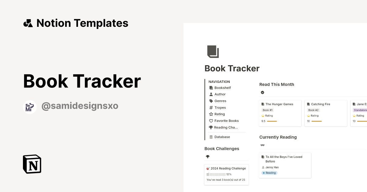 Book Tracker Template by Sami Notion Templates | Notion Marketplace