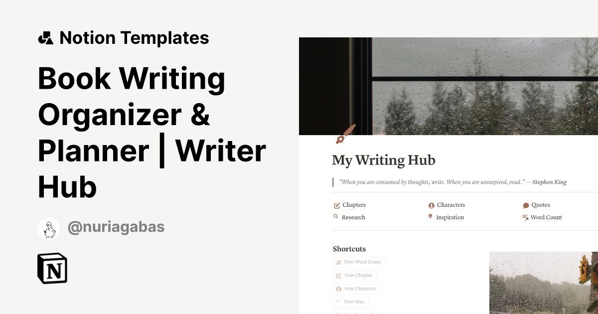 Book Writing Organizer & Planner | Writer Hub Template | Notion Marketplace