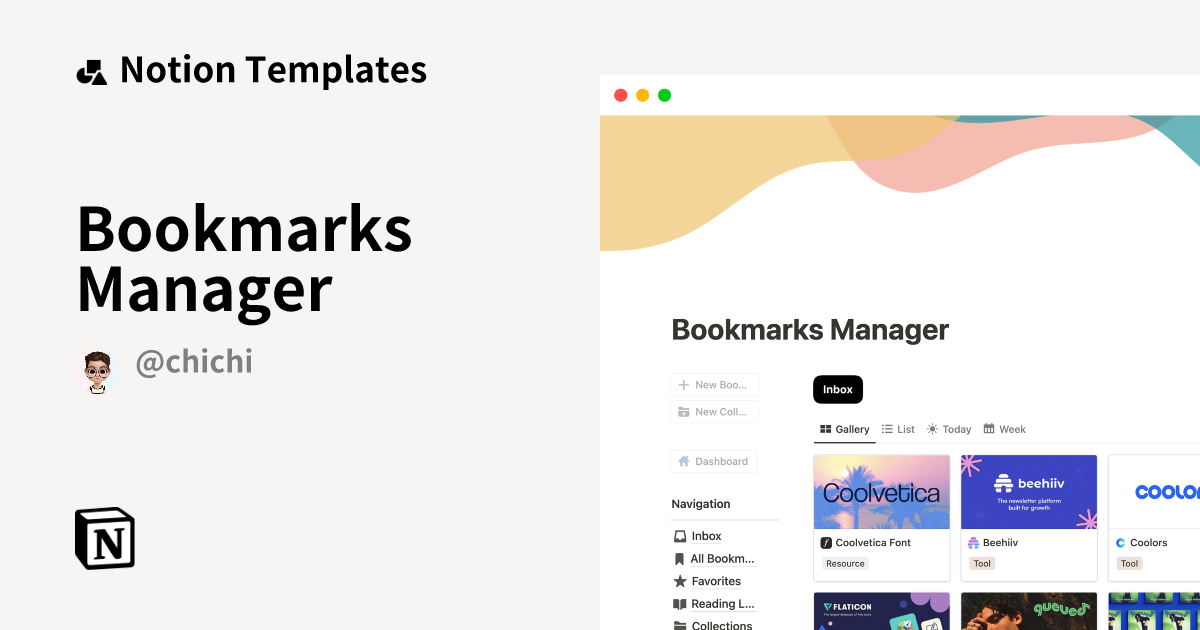 Bookmarks Manager Template by Chichi | Notion Marketplace