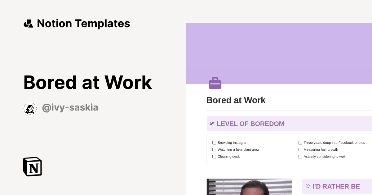 Bored at Work Template | Notion Marketplace