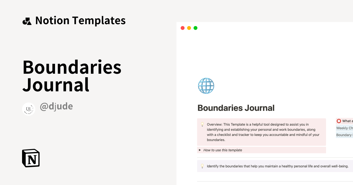 Boundaries Journal Template | Notion Marketplace
