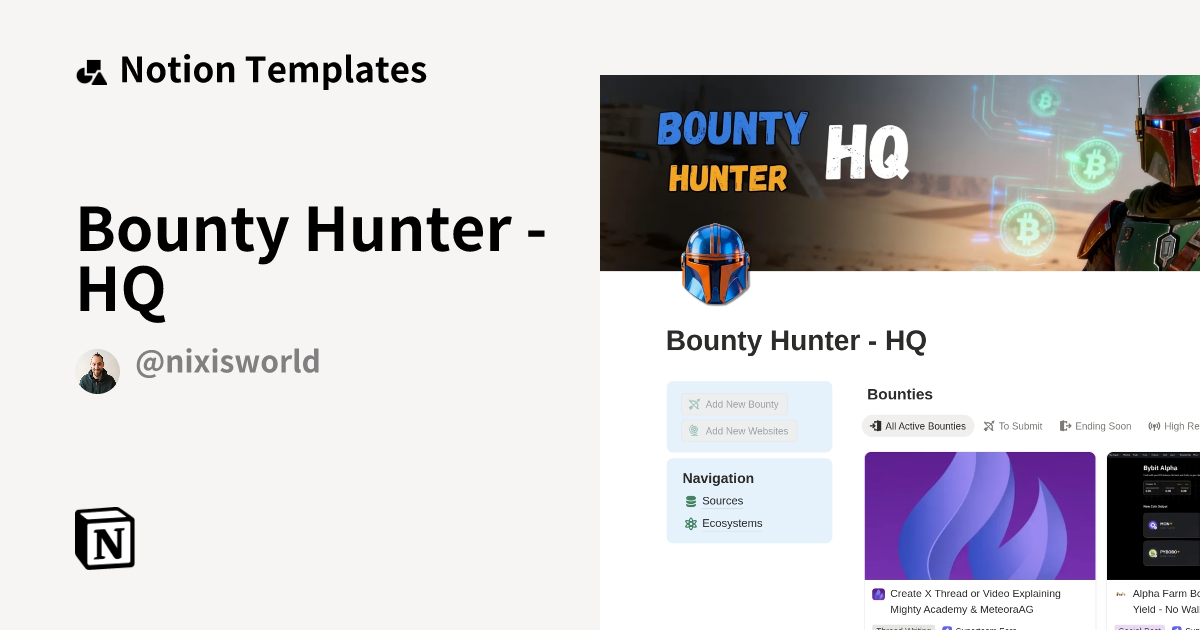 Bounty Hunter - HQ Template | Notion Marketplace