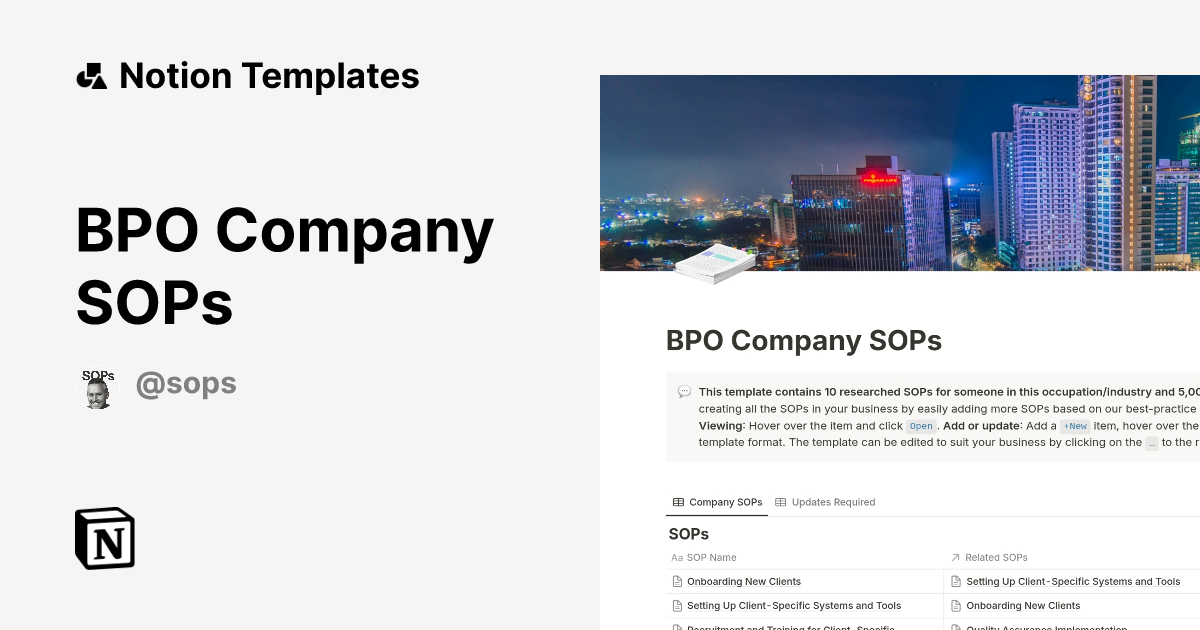 BPO Company SOPs Template by SOPs | Notion Marketplace