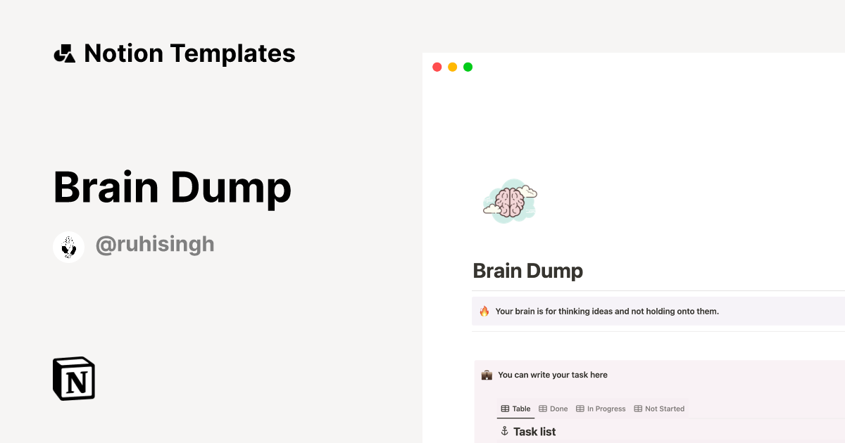 Brain Dump Template by Ruhi_singh | Notion Marketplace
