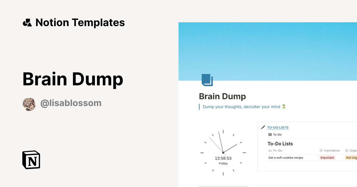 Brain Dump Template | Notion Marketplace