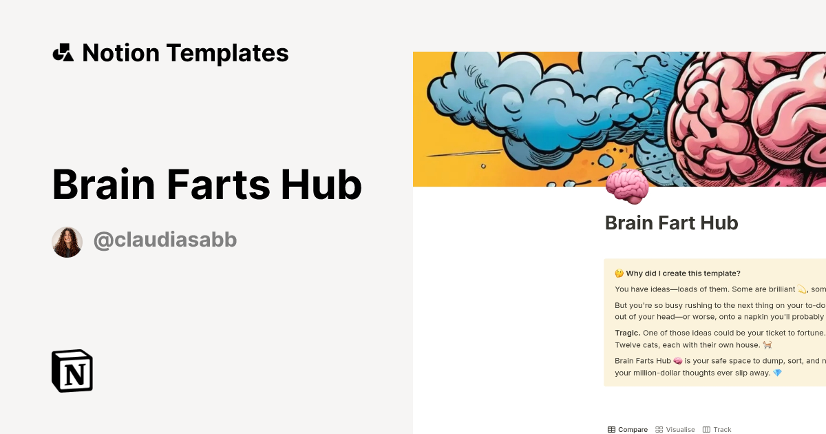 Brain Farts Hub Template by Claudia Sabb | Notion Marketplace