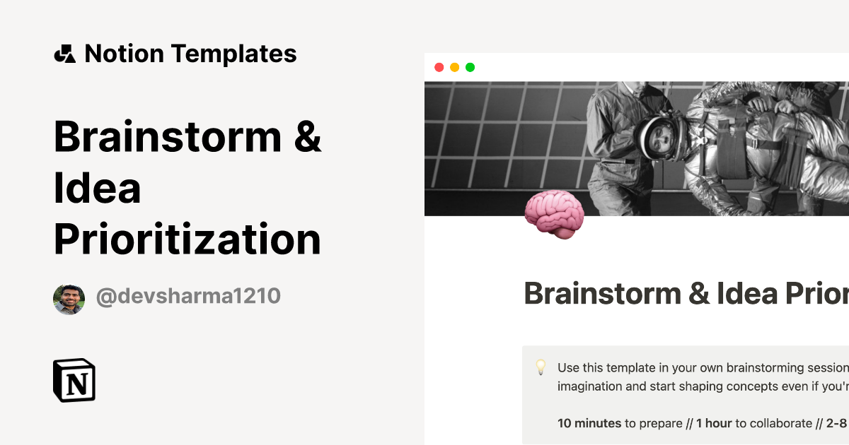 Brainstorm & Idea Prioritization Template | Notion Marketplace