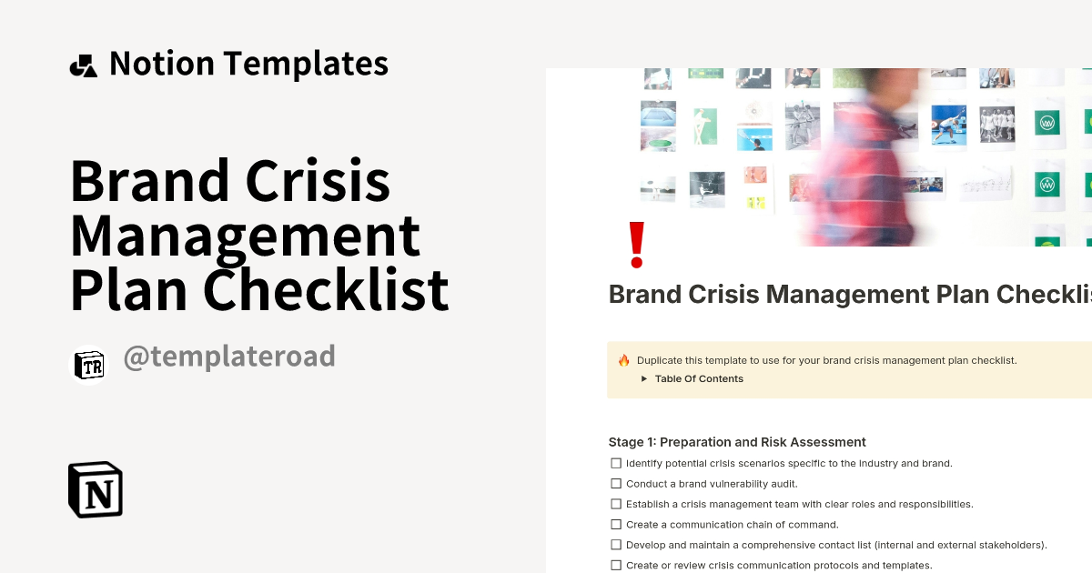 Brand Crisis Management Plan Checklist Template | Notion Marketplace