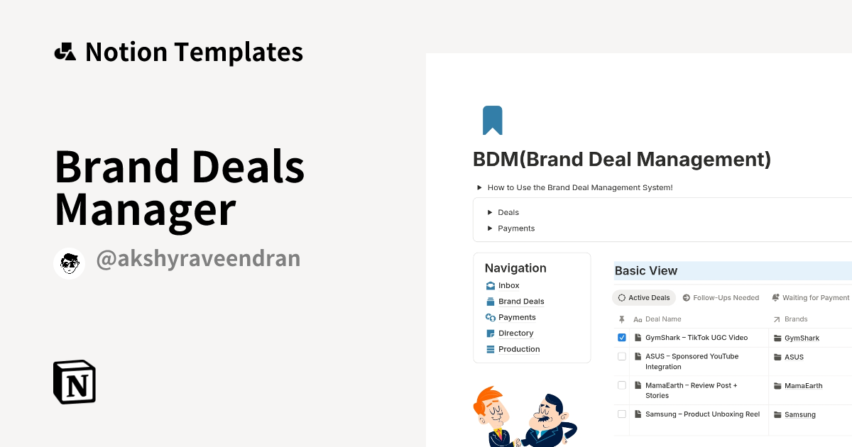 Brand Deals Manager Template by Akshay Raveendran | Notion Marketplace
